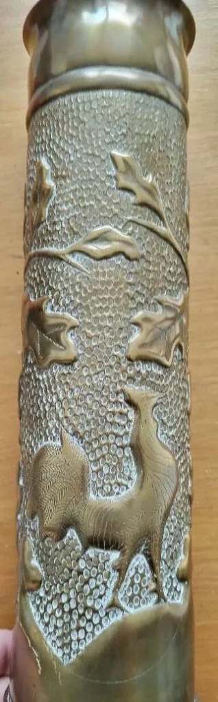 WW1 Trench Art French Artillery Shell Case - Trees and Cockrel Design ...