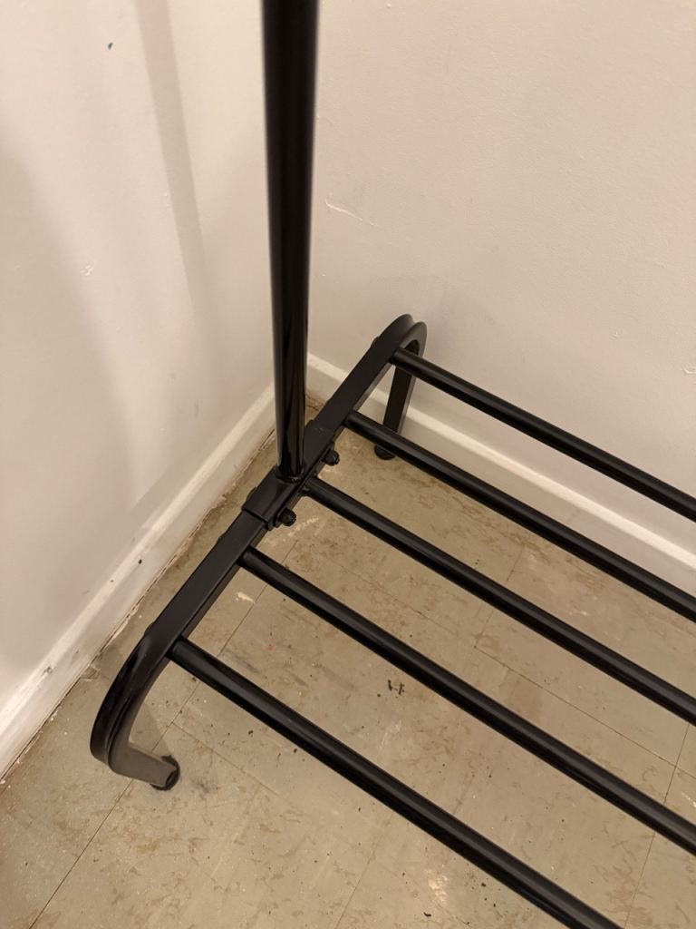 Black Metal Clothes Rail with Shoe Rack – Good Condition, £20.00 for Sale