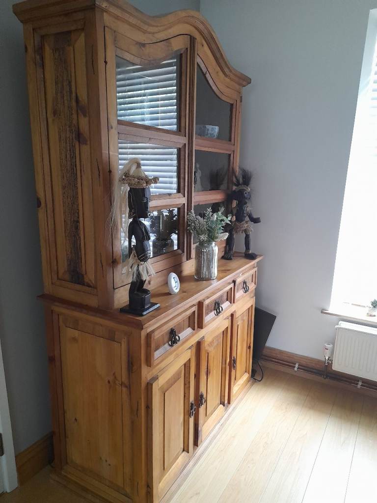 Solid Pine Dresser Unit with Glass Display Top | in Morriston, Swansea ...