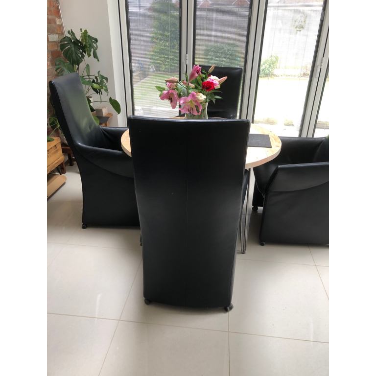 Round table & black leather dining chairs by W Schillig | in Nuneaton ...