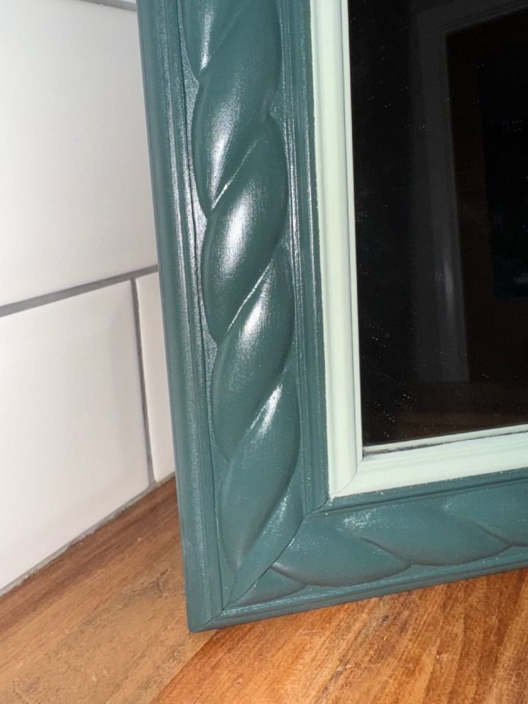 Beautiful Two-Tone Braided Frame Mirror – Hand-Painted in Sage & Deep ...