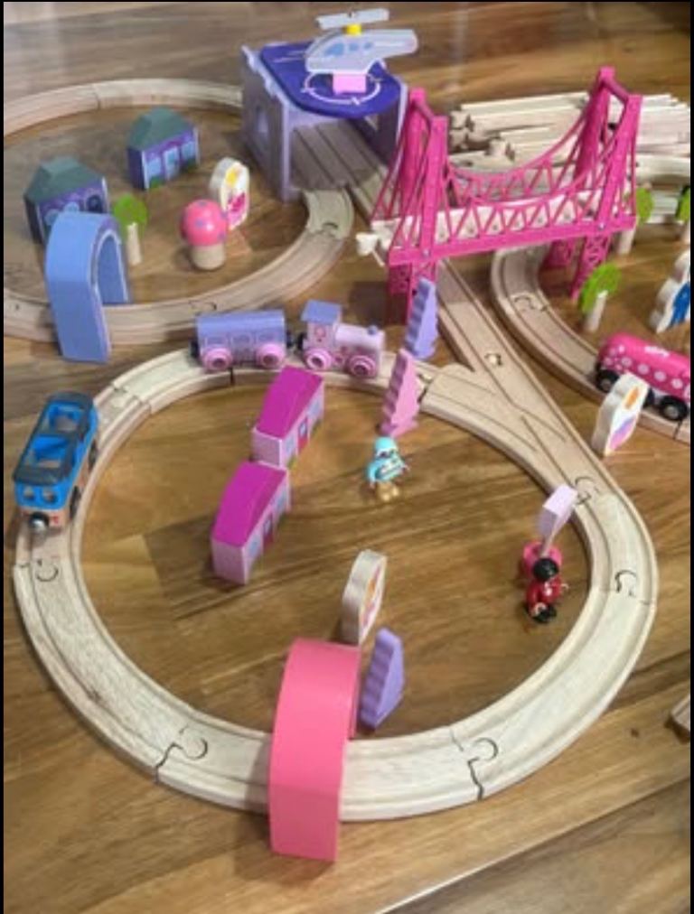 Large Wooden Train Track Set - Includes Figures and Bridges, £20.00 for ...
