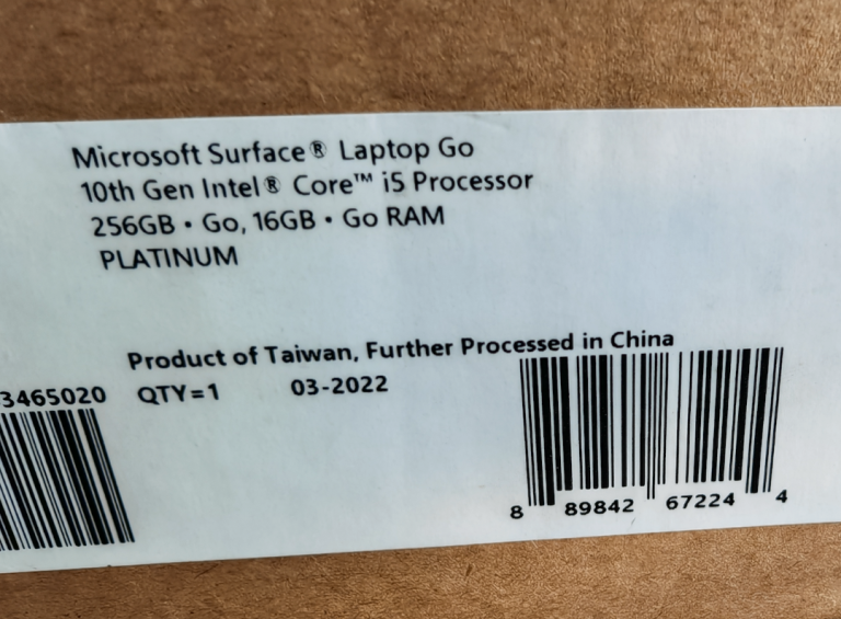 Microsoft Surface Laptop Go Platinum - 16gb ram - PixelSense ...