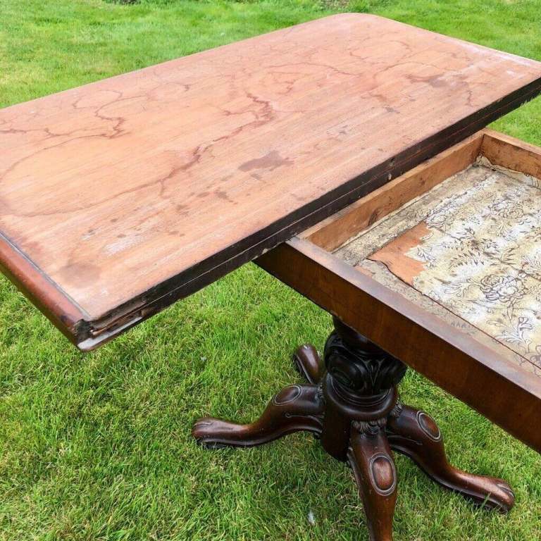 Victorian Mahogany Folding Card Table – Elegant Cabriole Legs & Castors ...