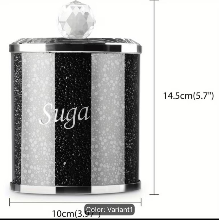 New Tea Coffee Sugar Canisters – Silver Crushed Diamond Set | in ...