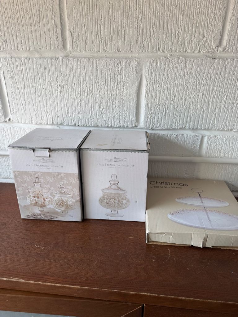 2 x glass jars, 3 tier cake stand, party decor, party setup , £1.00 for ...