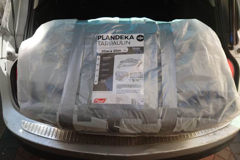 Plast Corp Heavy Silver Tarp Tarpaulin 20 x 20 Meters. 1M eyes 125 ...