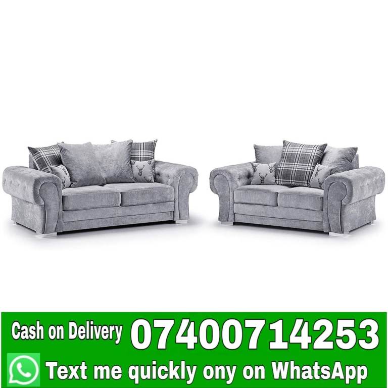 📢 Brand New Modern & Stylish 3+2 Seater & Chenille Corner Sofa Set Suit ...