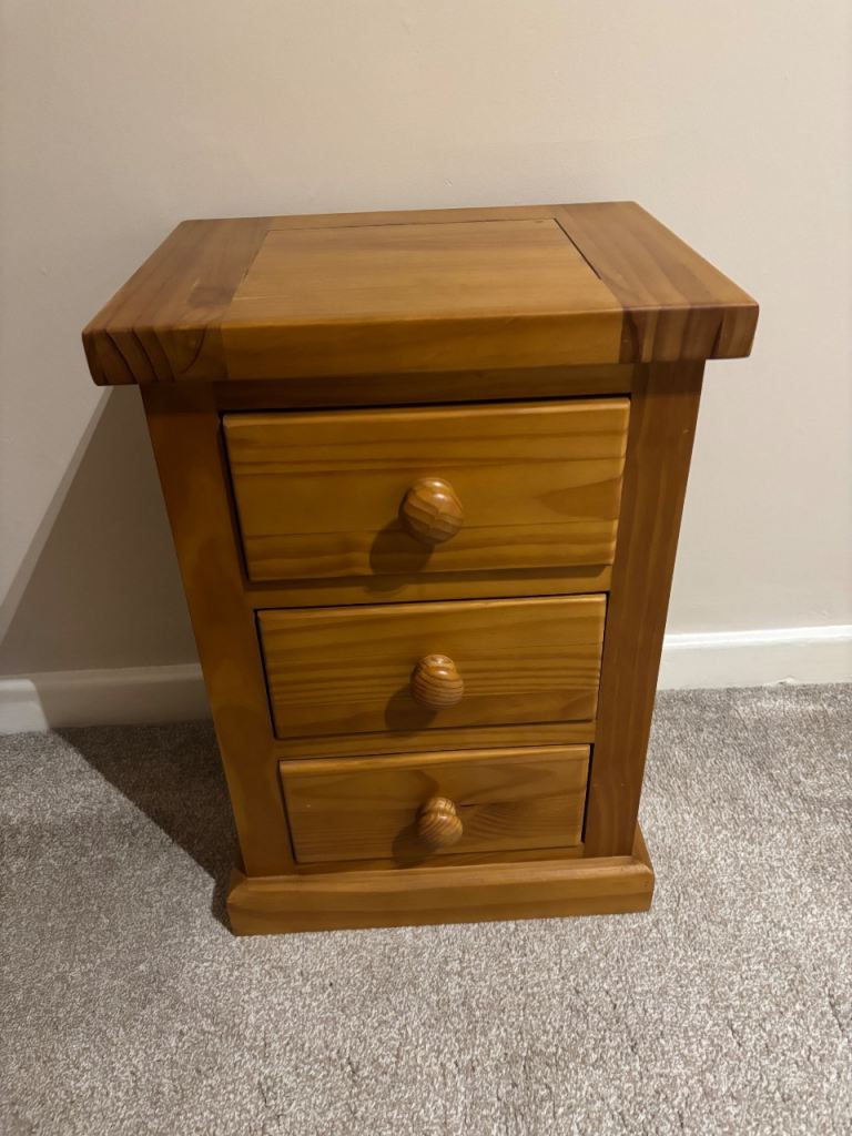 Solid Pine Chest of Drawers with Matching Bedside Table, £50.00 for Sale