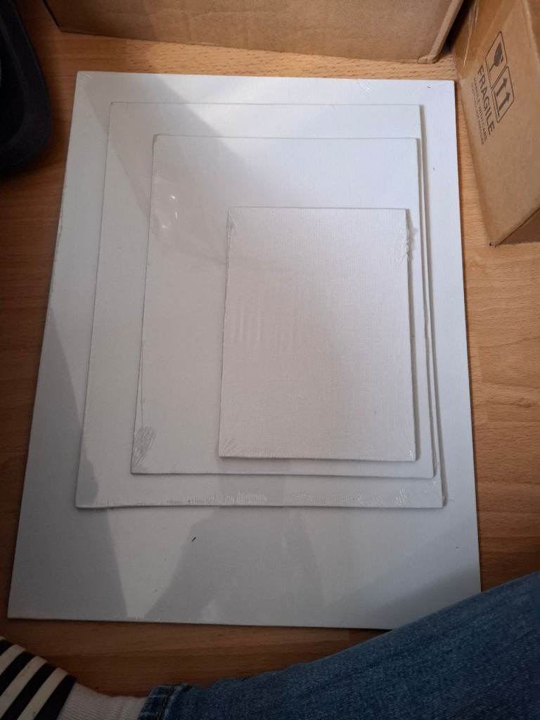 Blank white flat stretched boards 7pcs each size, £45.00 for Sale