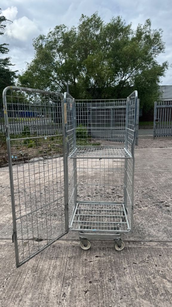 5 Heavy Duty Roll Cage Trolley | 2 Shelves | Warehouse Roll Container ...