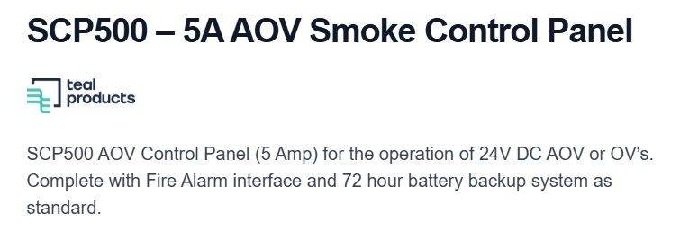 Teal Products SCP‑500 Control Unit 1‑Zone 24V 5A AOV Smoke Control ...