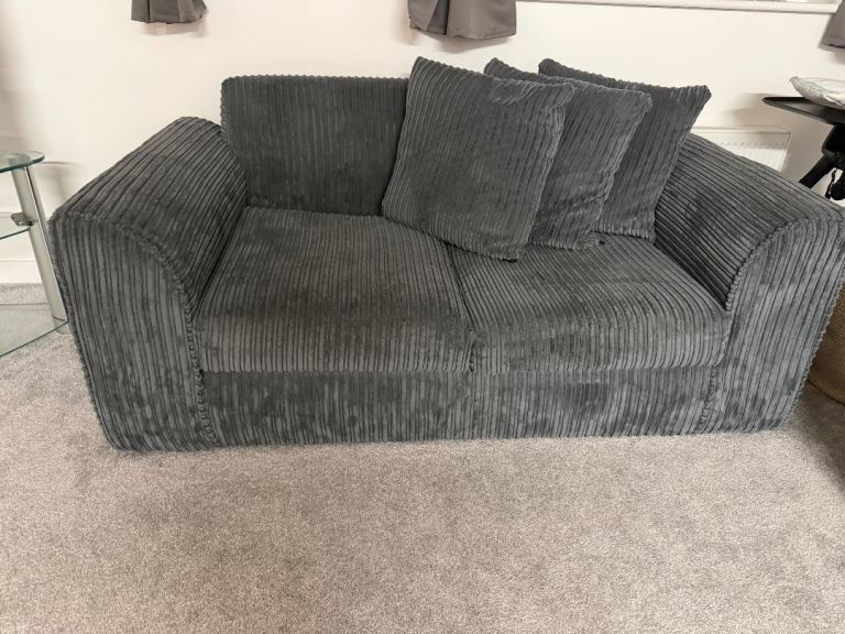 Two Grey Corduroy Sofas – Good Condition, Comfortable | in Rushden ...