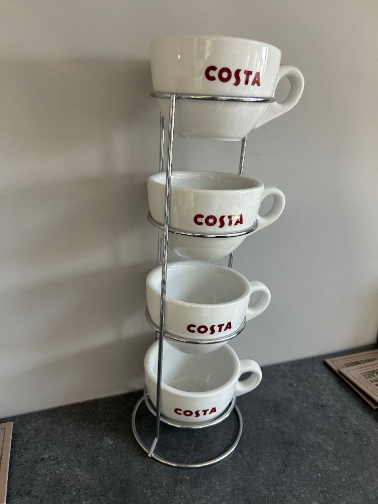 Costa Cups (4) in Metal Stacking Display Rack. Brand New & Wrapped | in ...