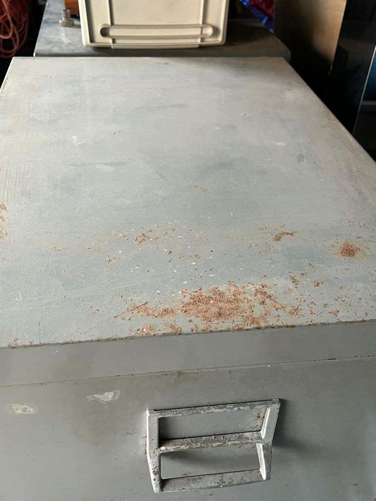 VINTAGE LEABANK OFFICE FURNITURE GREY METAL 3 DRAWER FILING CABINET ...