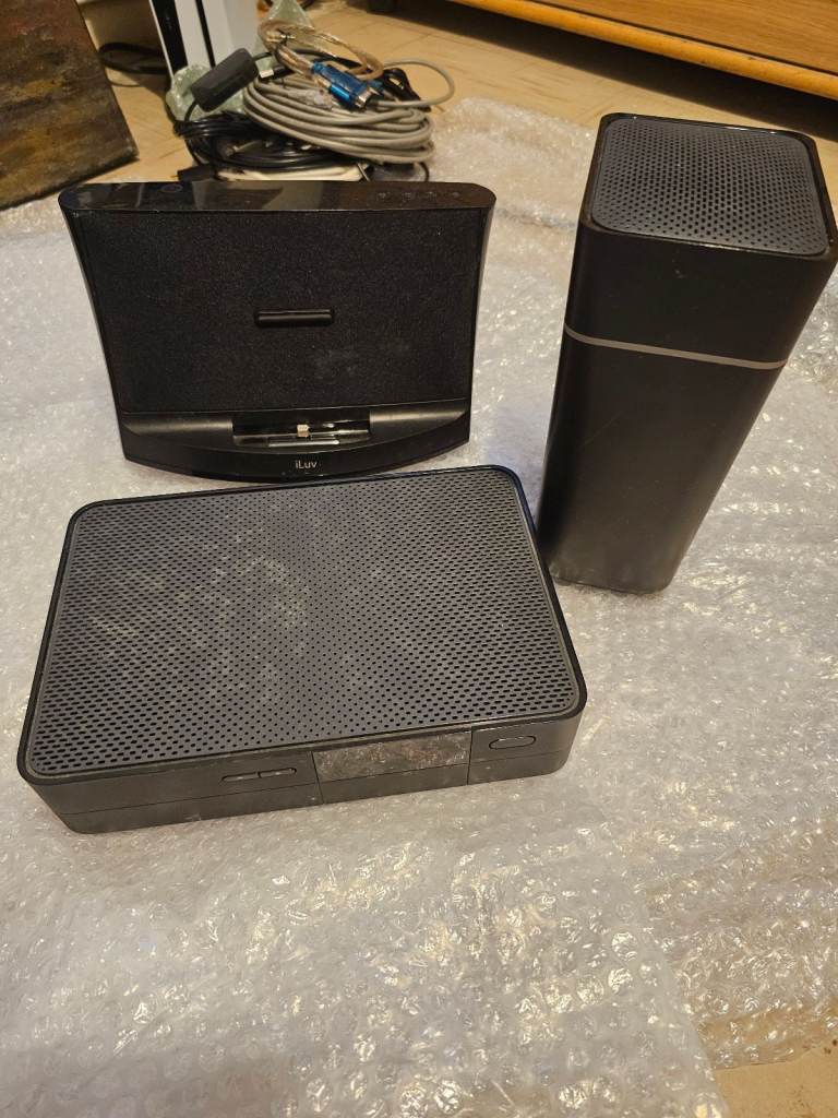 Virgin media Hub 4 and the latest TV BOX. Also a ipod speaker player ...