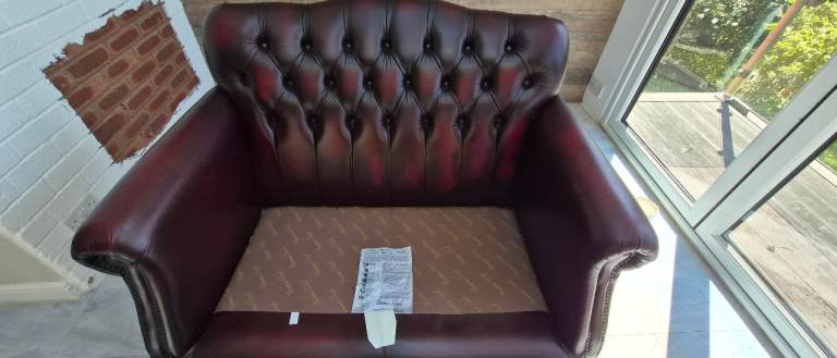 PENDING SALE Thomas Lloyd Oxblood Red Leather Chesterfield 2-Seater ...