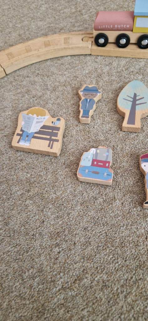 WOODEN TRAIN TRACK WITH TRAIN AND ACCESSORIES. EXCELLENT CONDITION. for ...