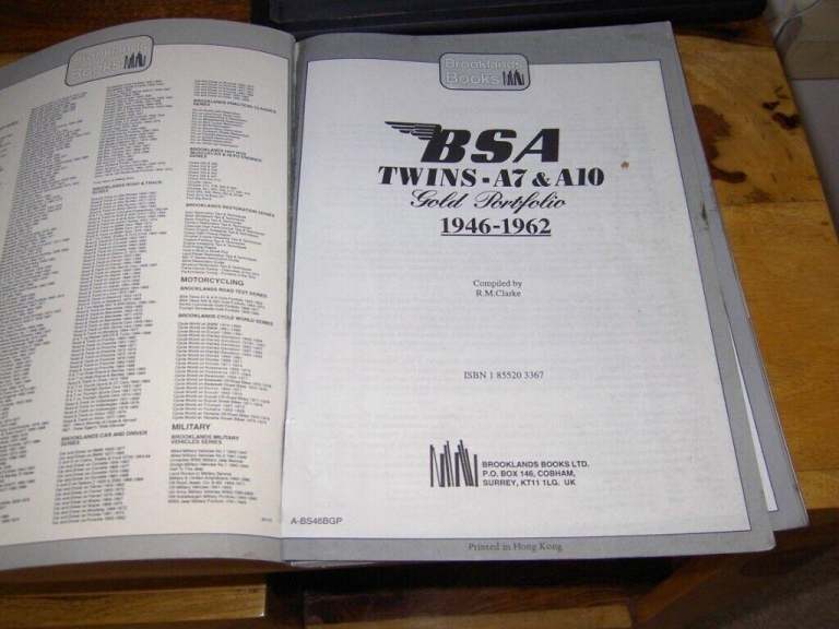 BSA A7 A10 1946-1962 work shop manual and road test reports ...