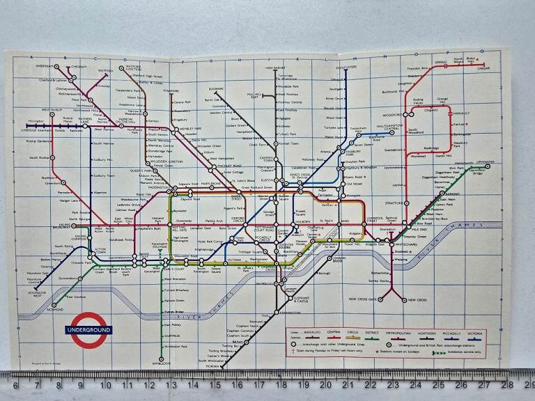 1969 Vintage London Underground Diagram of Lines Pocket Map Paul ...