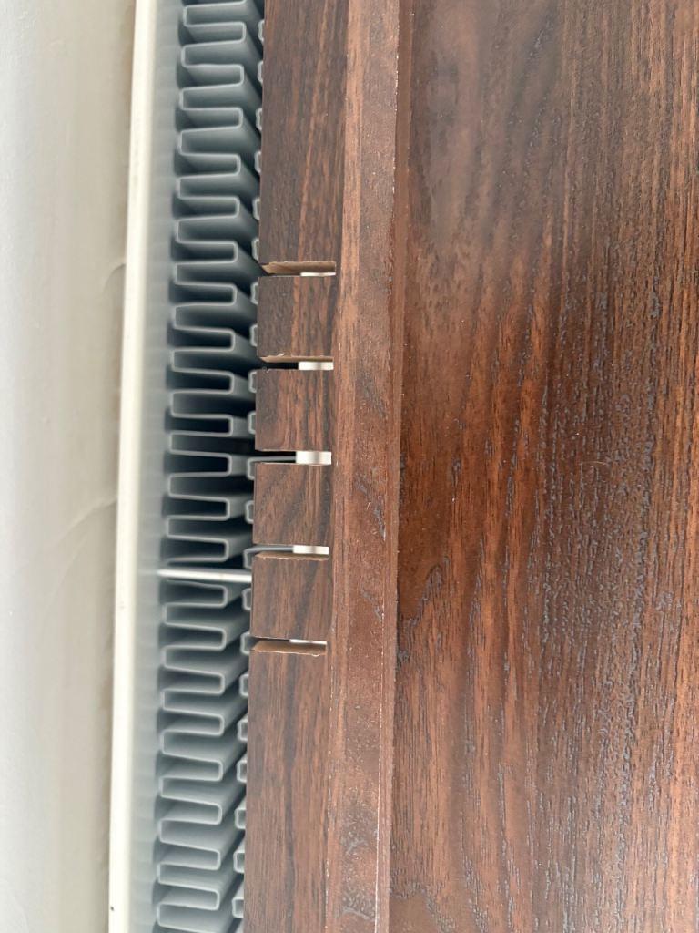 Brown wood effect desk with modern metal detail, £39.00 for Sale
