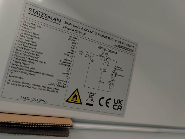 BRAND NEW Statesman Under-Counter Fridge with Ice Box – White – £95 ...