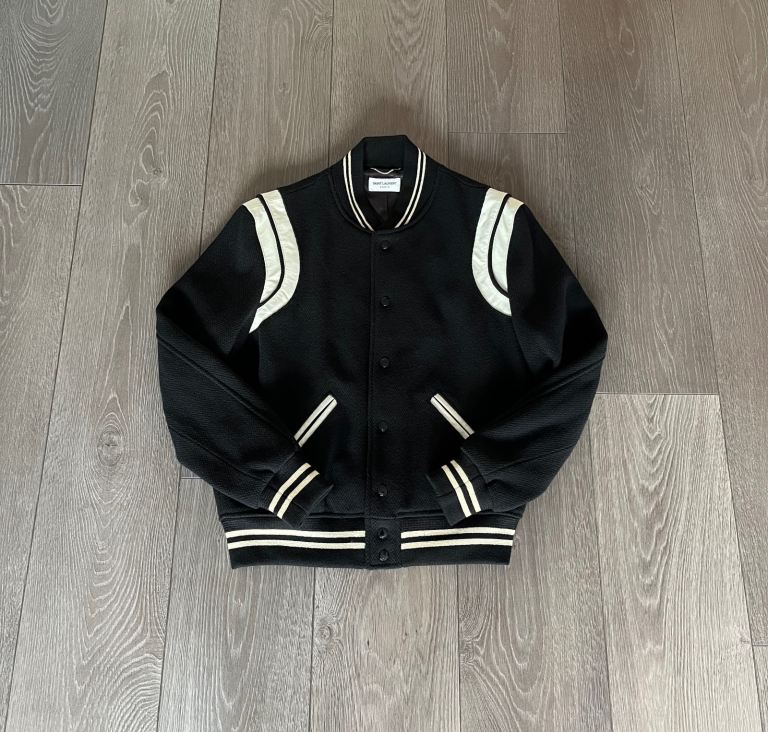 Saint Laurent Teddy Varsity Bomber Jacket (YSL Celine Represent Cole ...