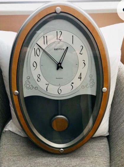 RHYTHM Oval Wall Clock with Pendulum – Good Condition, £20.00 for Sale