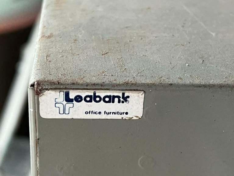 VINTAGE LEABANK OFFICE FURNITURE GREY METAL 3 DRAWER FILING CABINET ...