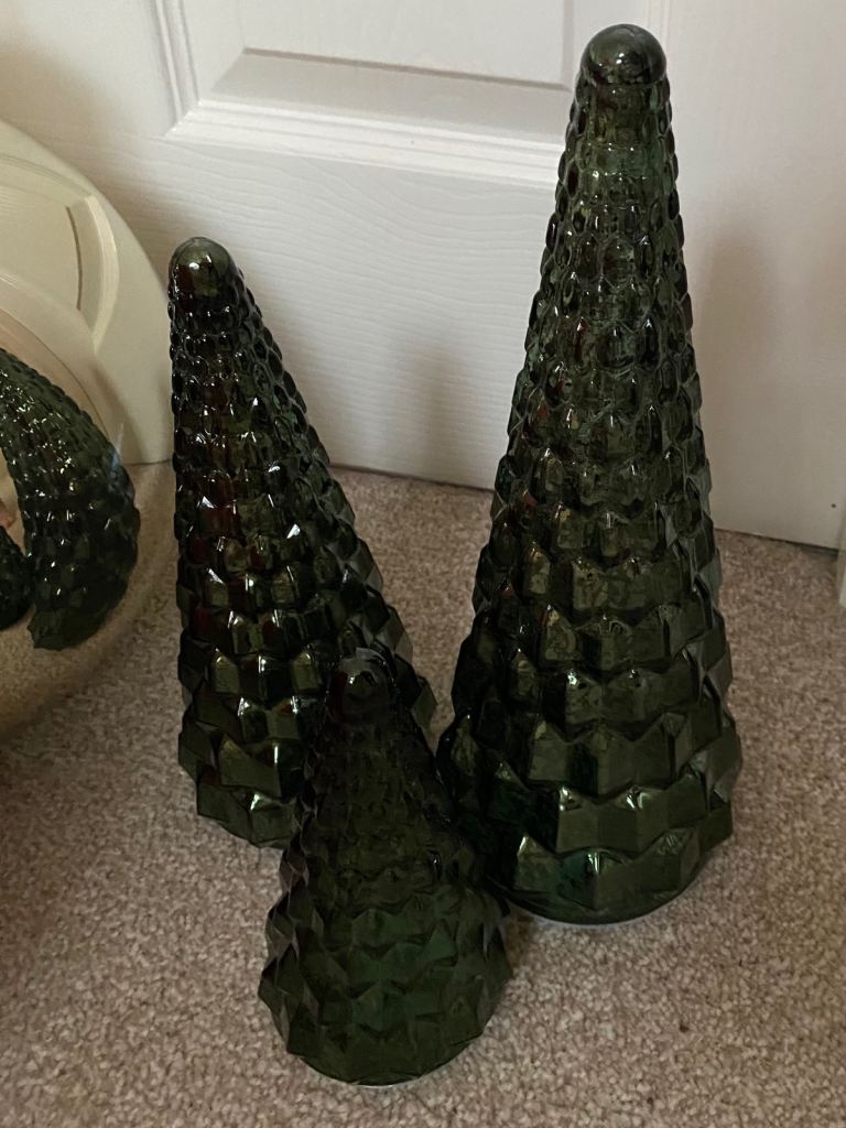 Glass Christmas decorations, very large bauble and Christmas tree bag ...