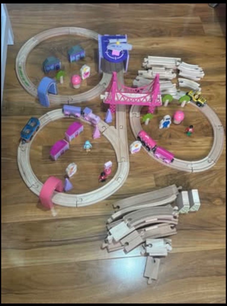Large Wooden Train Track Set - Includes Figures and Bridges, £20.00 for ...