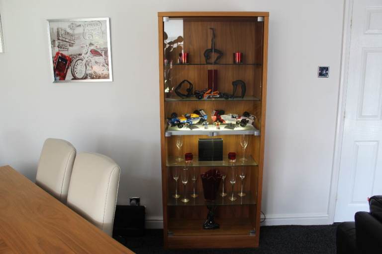 Large Dining Table, 6 chairs, Matching Tall Display Unit With Light ...