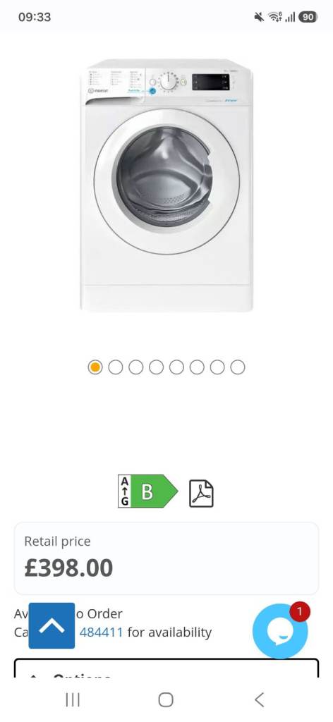 White indesit 10 kg 1600 Spin Washing Machine for sale - £100, £100.00