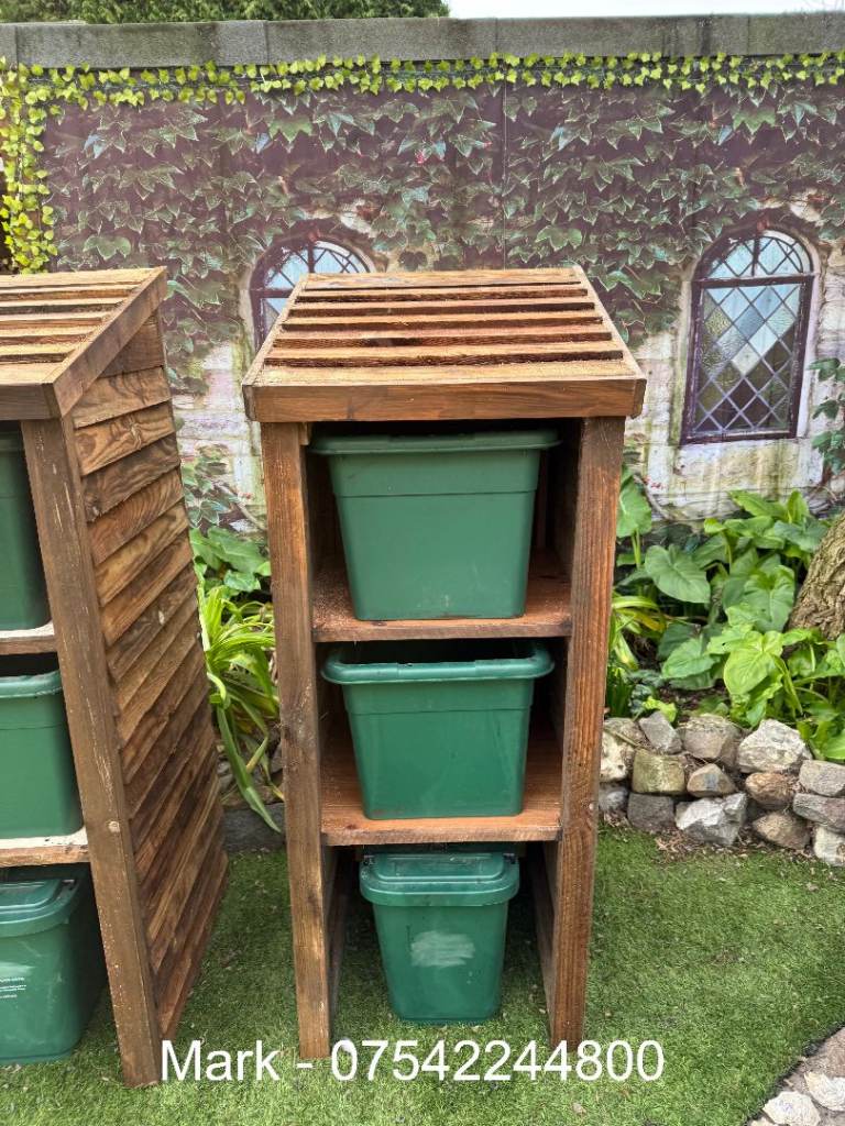 Recycling Storage Shed Bin Storage Organiser for 3 x Bin Boxes | in ...
