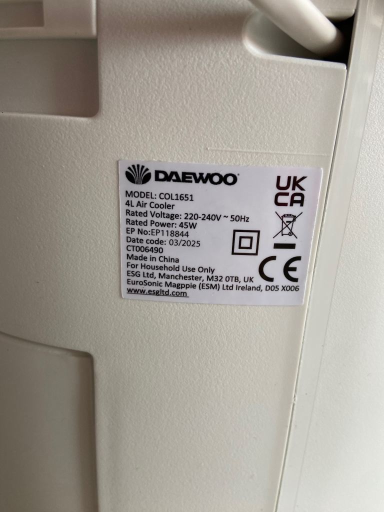 Daewoo evaporative air cooler / tower cooling fan, £40.00 for Sale