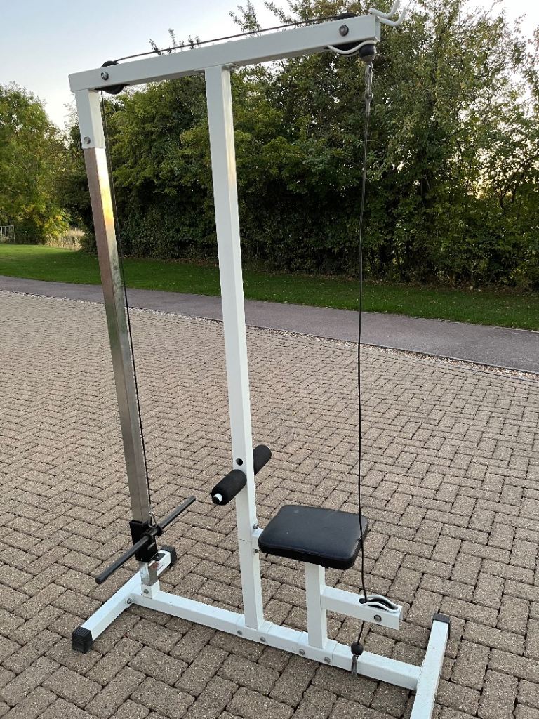 Lat pulldown gym cable machine. Two cables for low row or high pushdown ...