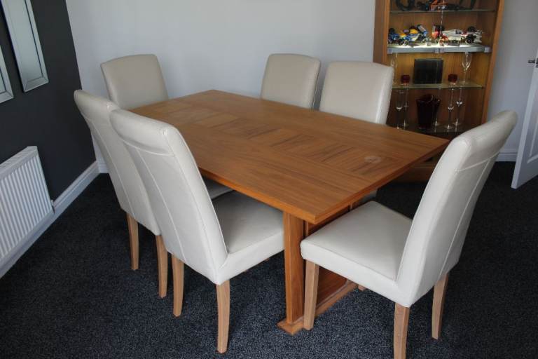 Large Dining Table, 6 chairs, Matching Tall Display Unit With Light ...