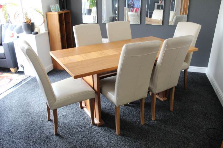 Large Dining Table, 6 chairs, Matching Tall Display Unit With Light ...
